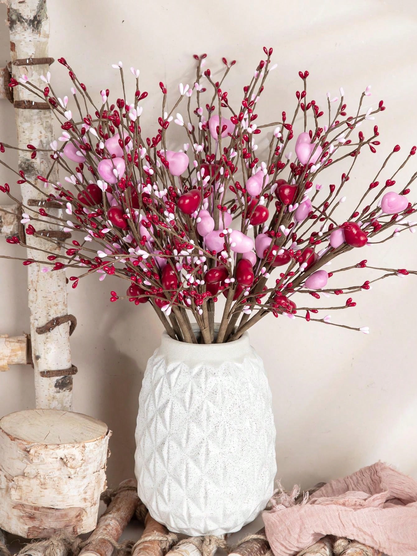 4pcs Artificial Cranberry Stems, 19.7 Inches, Valentine's Day Heart ...