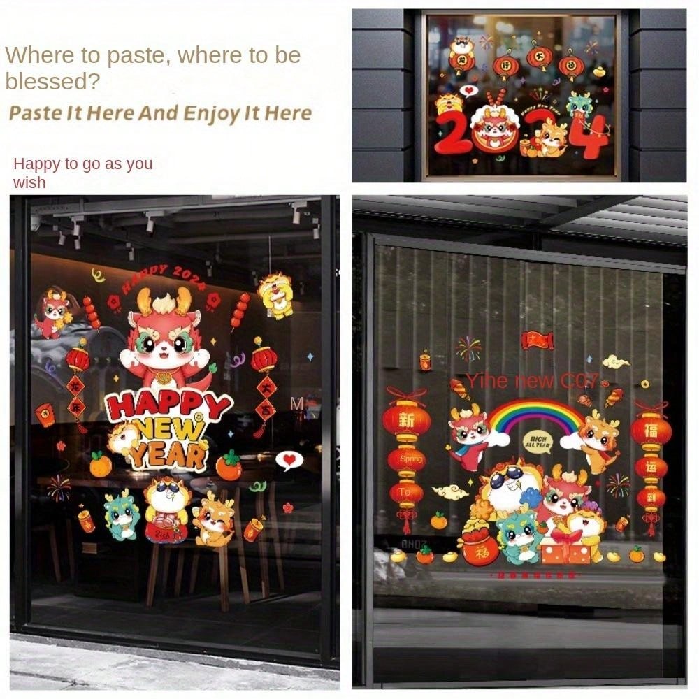 A Set Of Spring Festival Window Clings For Decorating Shop Windows And ...