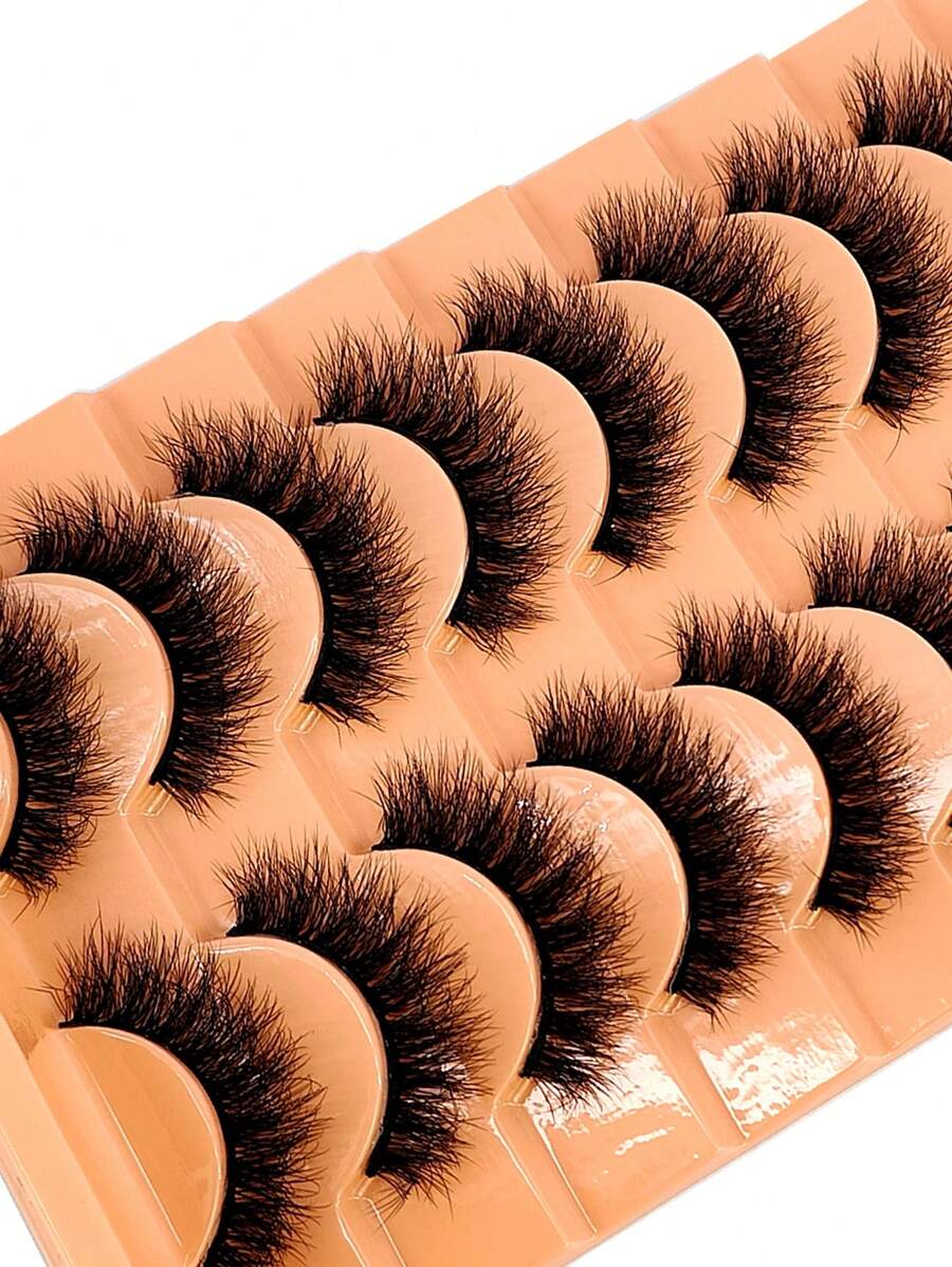 10pairs Soft & Fluffy & Natural 3d Faux Mink Eyelashes Makeup Set For ...