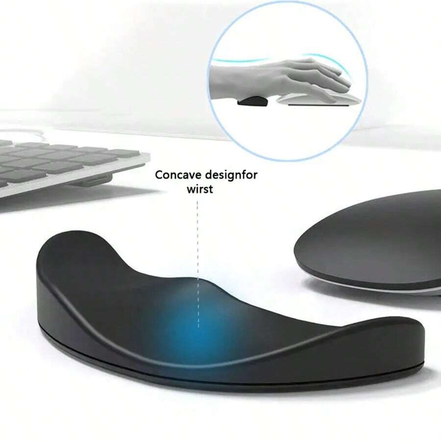 1pc Black Ergonomic Mouse Pad Wrist Pad Handguard Mouse Silicon Gel Non ...