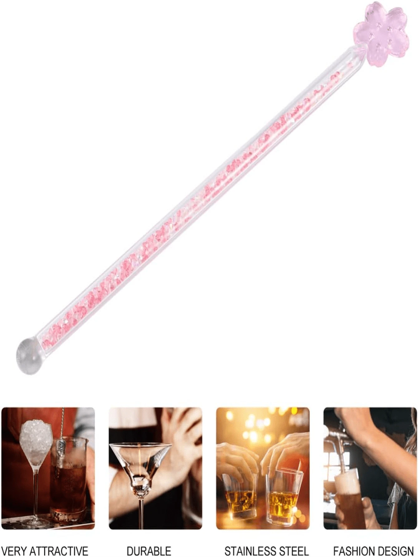 Cocktail Beverage Stirrer Glass Coffee Stirrer Flower Shaped Stirrer ...