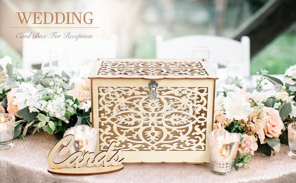 DIY Rustic Wedding Card Box With Lock And Card Sign Wooden Gift Card ...