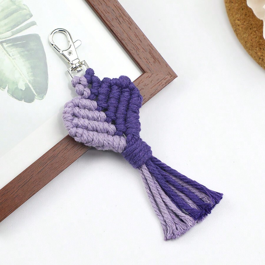 Diy Handmade Macrame Heart Keychain Kit With Colorful Strings, Suitable ...