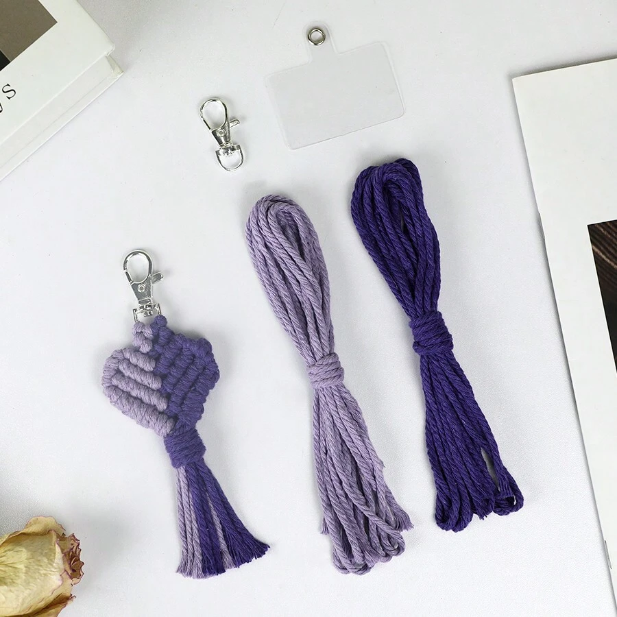 Diy Handmade Macrame Heart Keychain Kit With Colorful Strings, Suitable ...