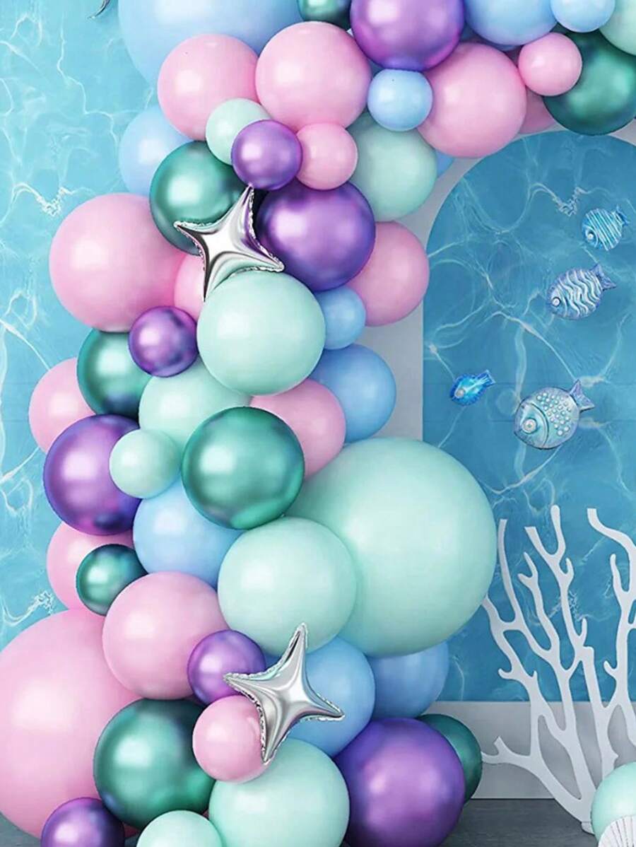 116pcs Ocean Themed Latex Balloon Arch Kit, Includes Fish & Wave Shaped ...