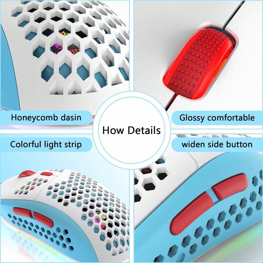 ATTACK SHARK ATTACK SHARK * ZIYOU LANG Wired RGB Gaming Mouse,65G Lightweight Honeycomb ...