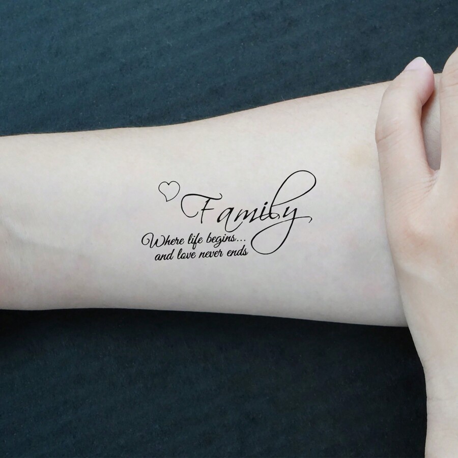 30 Sheets Temporary Tattoos, Black Love Word Sentence Series Pattern ...