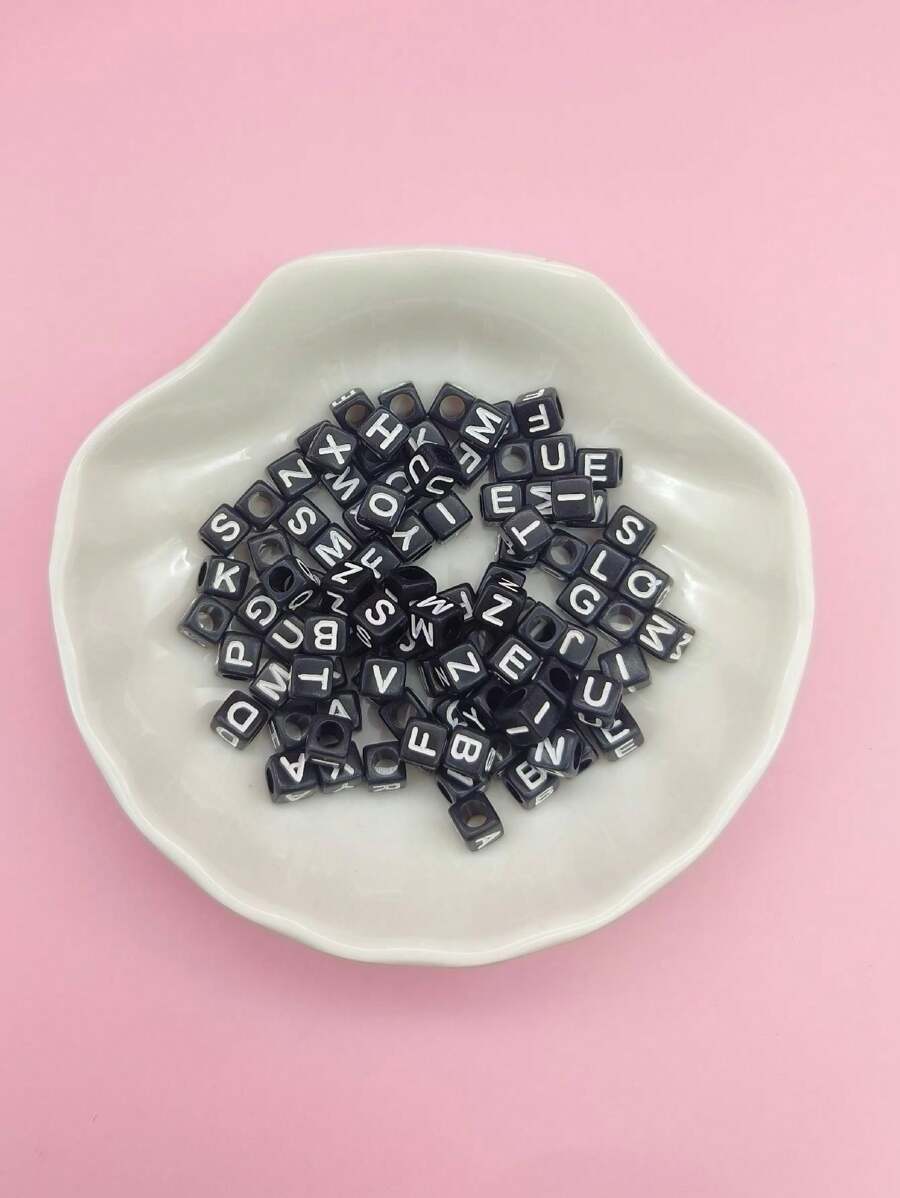 100 Pack Of Acrylic Numbers English Alphabet Beads Diy Children'S ...