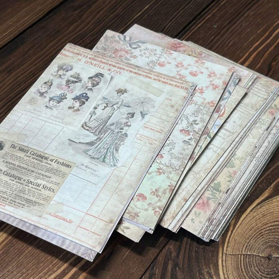 100 Sheets Multiple Materials Europe Girl Style Scrapbook Paper Vintage ...