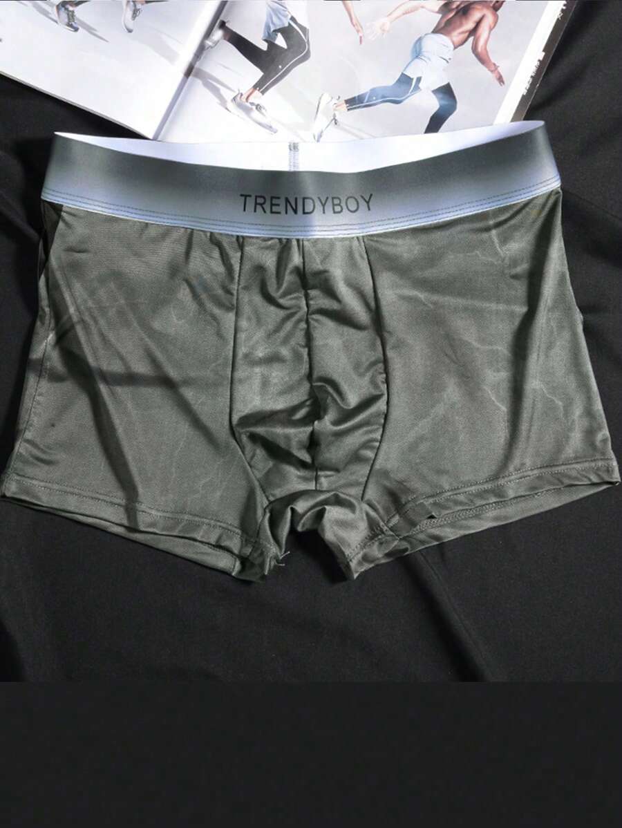 4pcs Men's Iced Silk Breathable Soft Comfortable Quick-drying Elastic ...