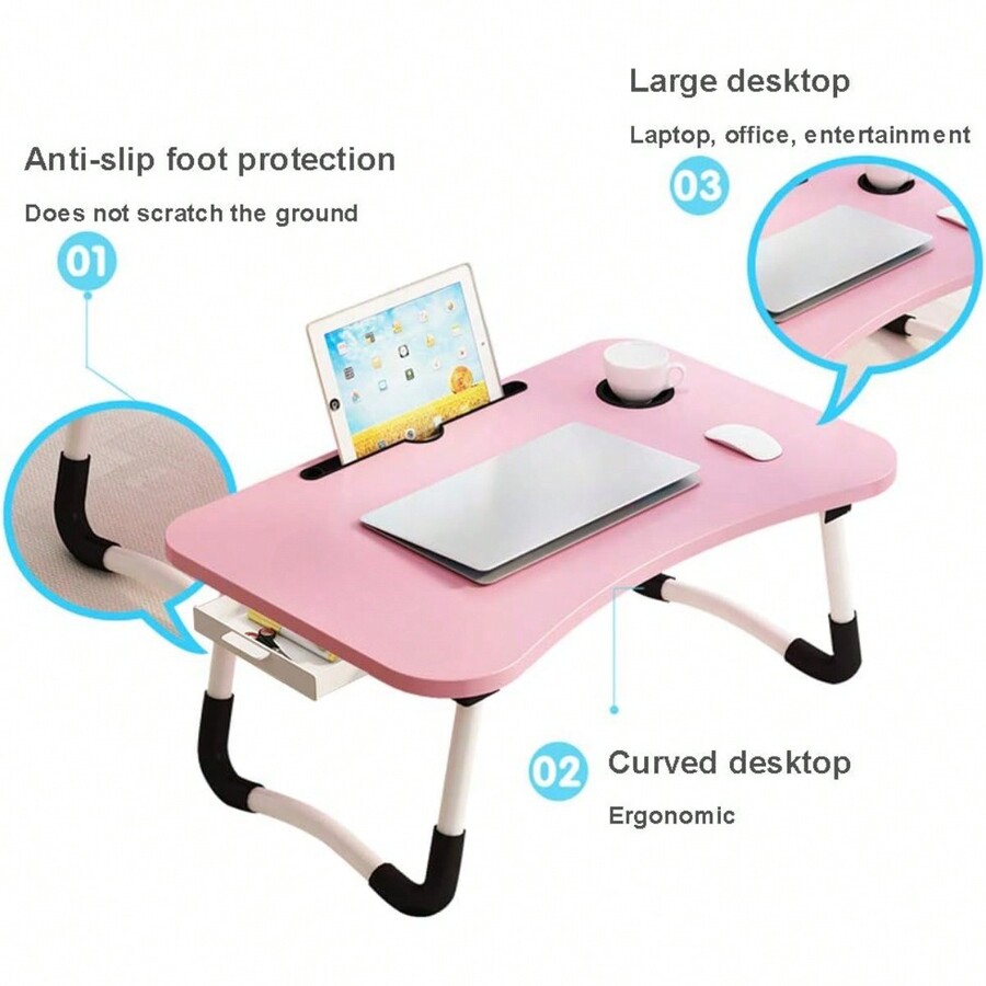 Lap Table, Folding Table, Tray Table With Storage Drawers, Cup And ...