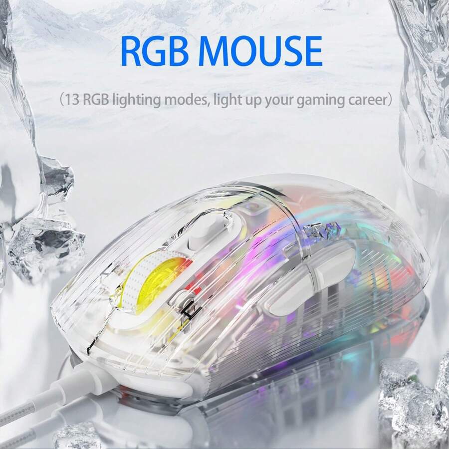 ATTACK SHARK ATTACK SHARK * HXSJ Wired Gaming Mouse With Transparent Chroma 3D RGB Lighting,1 ...
