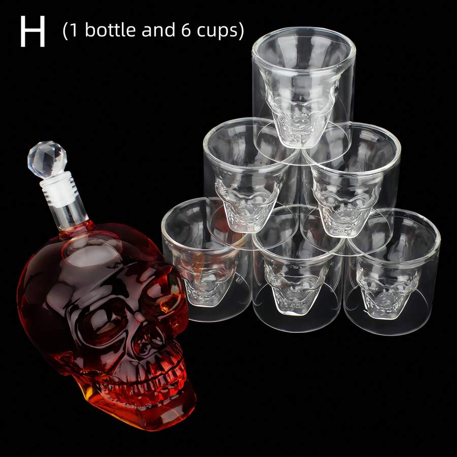 1pc/7pcs Creative Unique Skull Head Shaped Vodka Bottle, 350ml/550ml ...