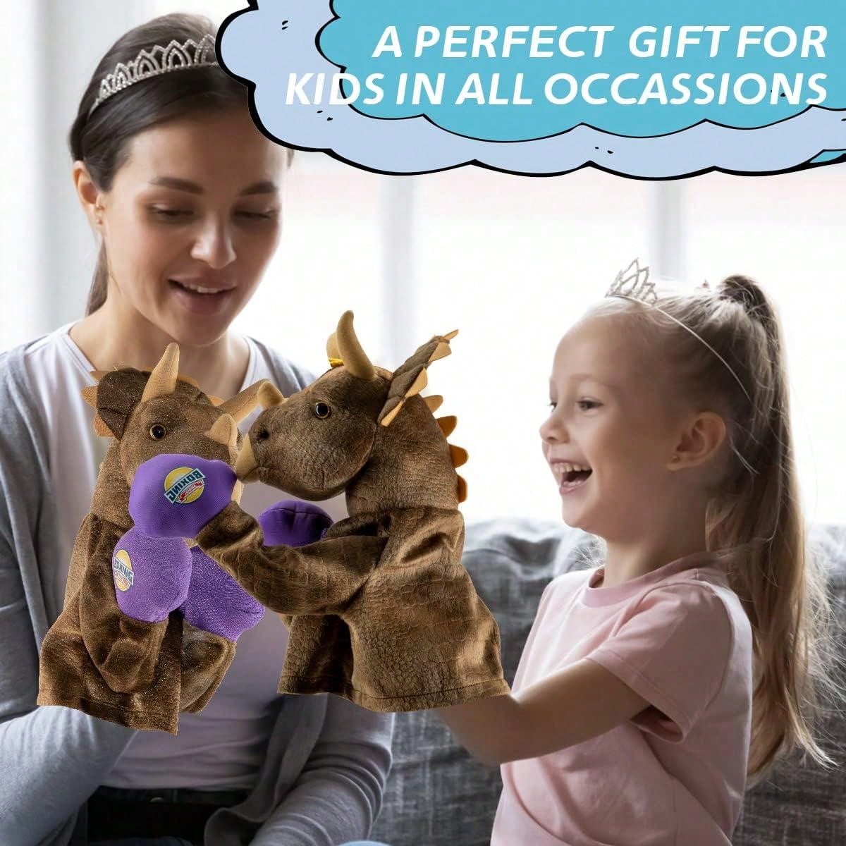 Animal Hand Puppet For Kids - Boxing Dinosaur Triceratops Hand Puppet ...
