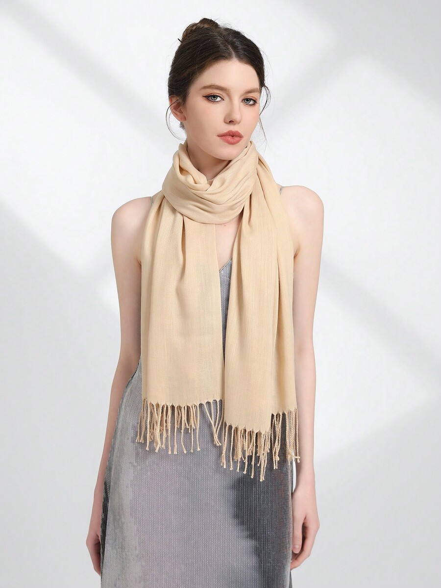 1pc Ladies' Classic Solid Color Scarf, Multi-Functional Lightweight ...