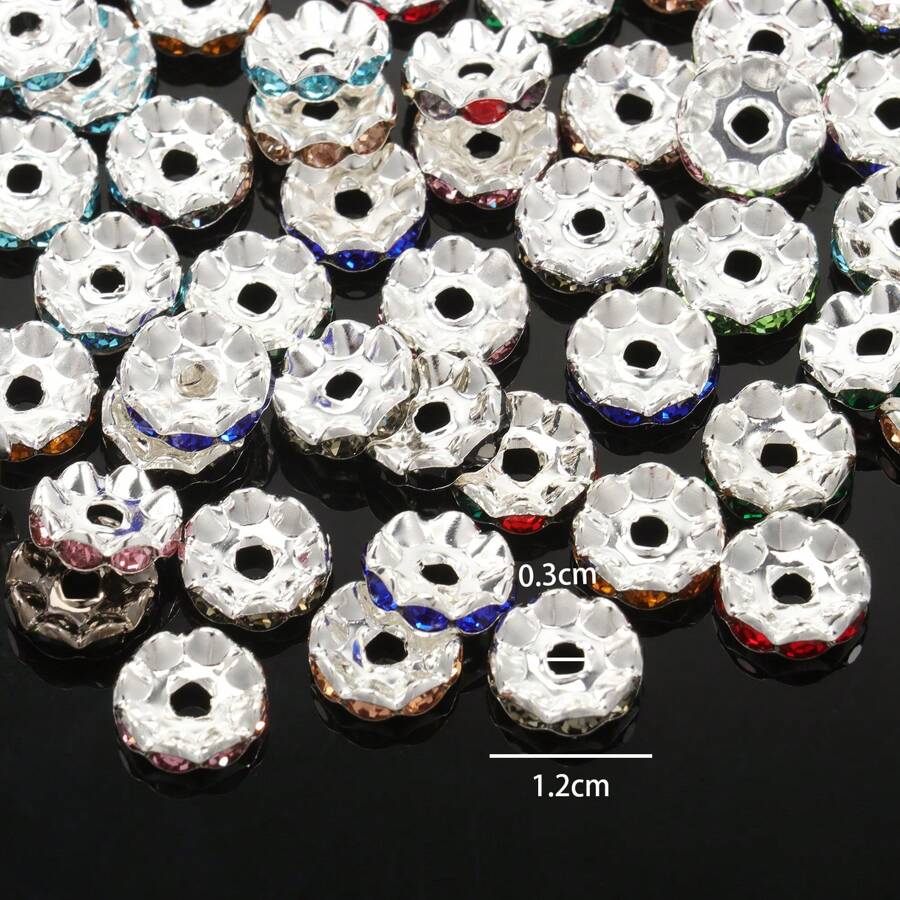 30pcs 12mm Brass Rhinestone Spacer Beads Waves Edge Rondelle Beads ...