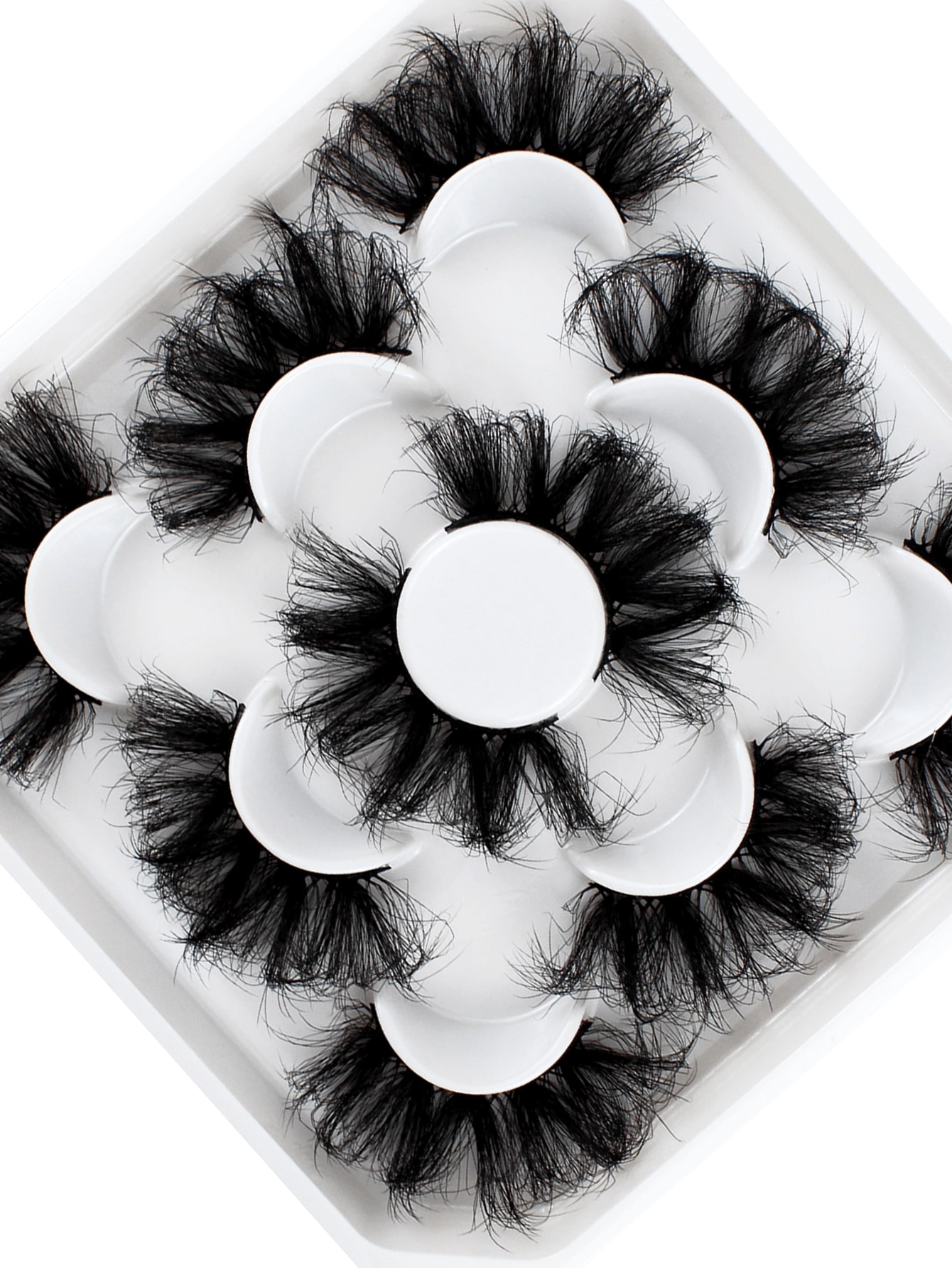 25mm 5 Pairs 9D Curling Fake Lashes , Faux Mink Dramatic Volume False ...