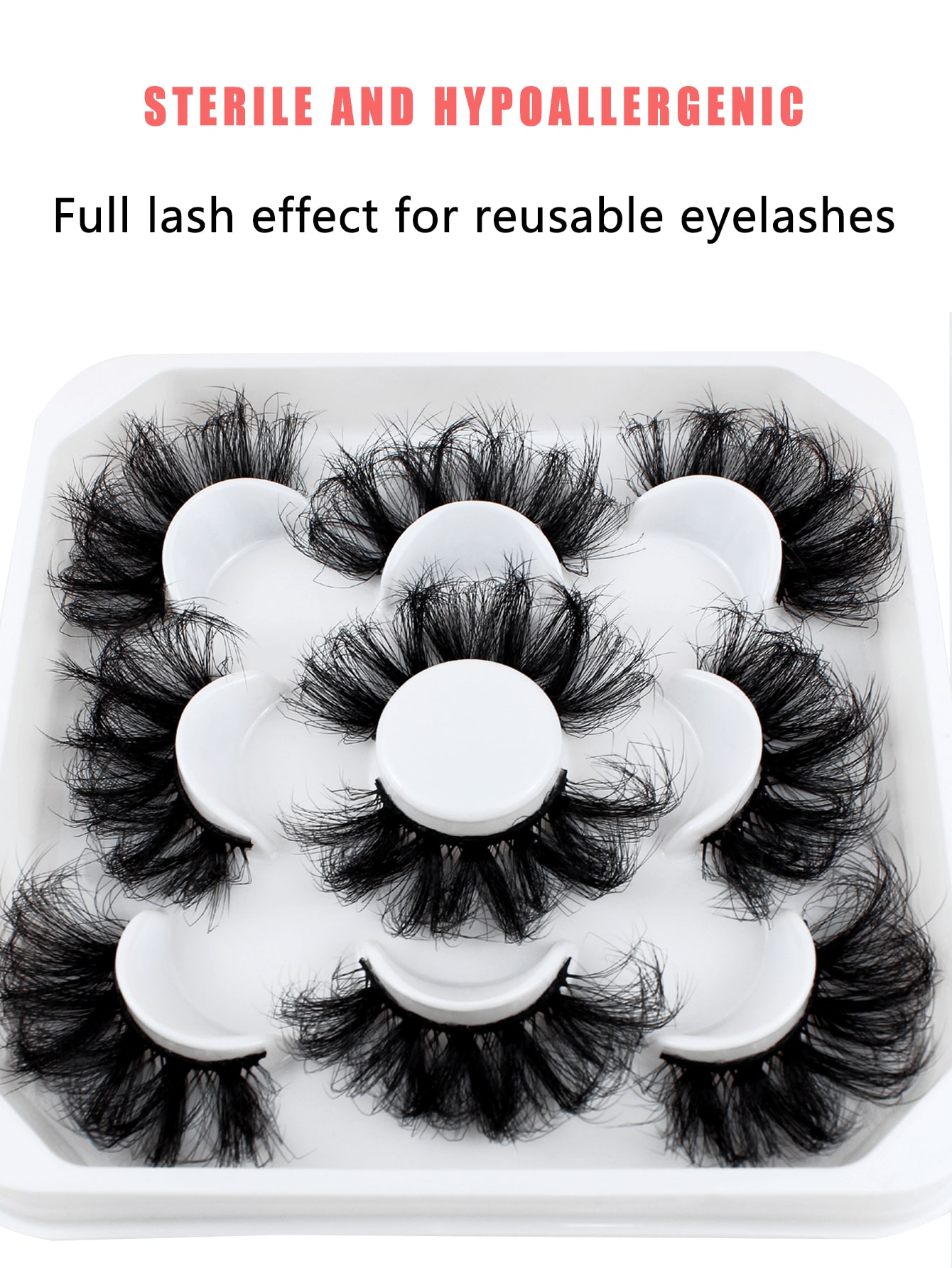 25mm 5 Pairs 9D Curling Fake Lashes , Faux Mink Dramatic Volume False ...