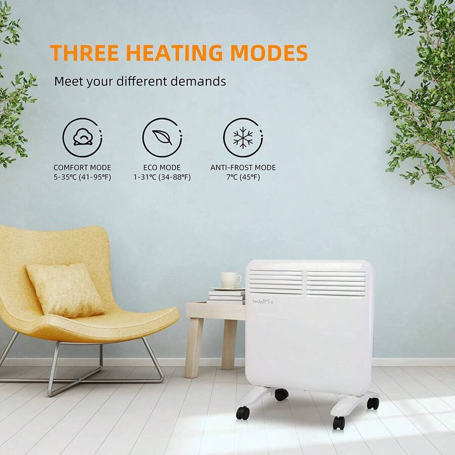 LUCKYERMORE 1000W Electric Heater Under Desk Wall Mount/Freestanding ...