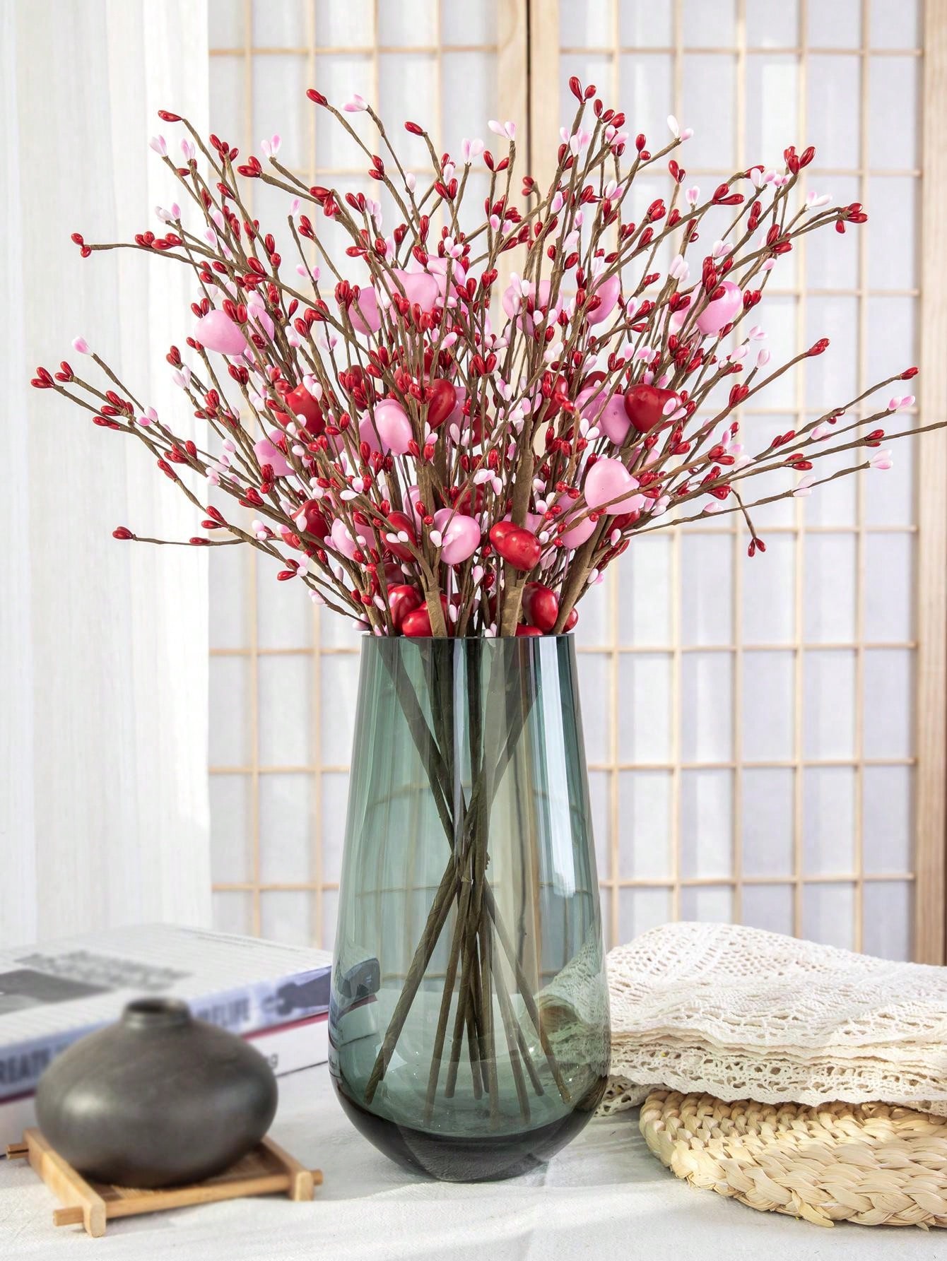 4 Pezzi Stecche Di Mirtilli Artificiali, 19,7 Pollici, Rametti Di Bacche Finte A Forma Di Cuore ...