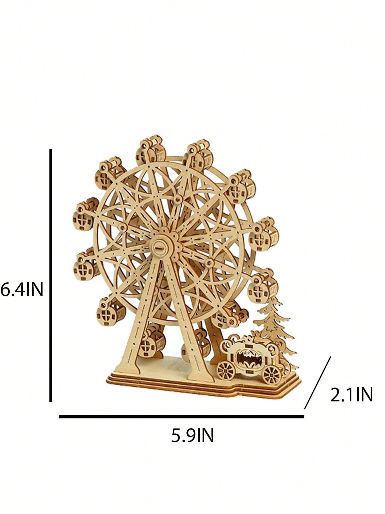 A Diy Ferris Wheel Wooden Assemble Model 3d Handmade Toy And ...
