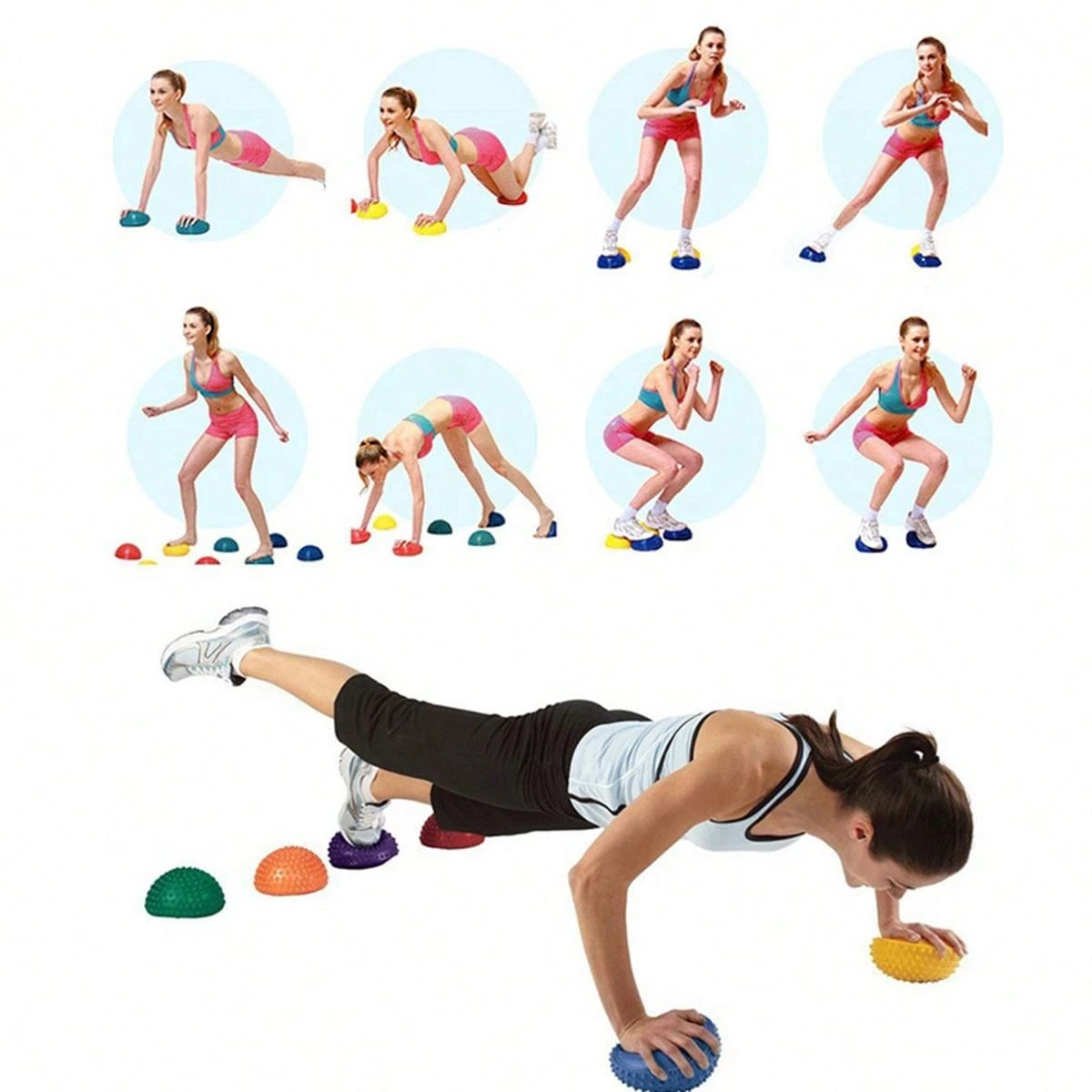 PVC Semi-Circular Durian Ball Inflatable Half Yoga Balls Massage Point ...