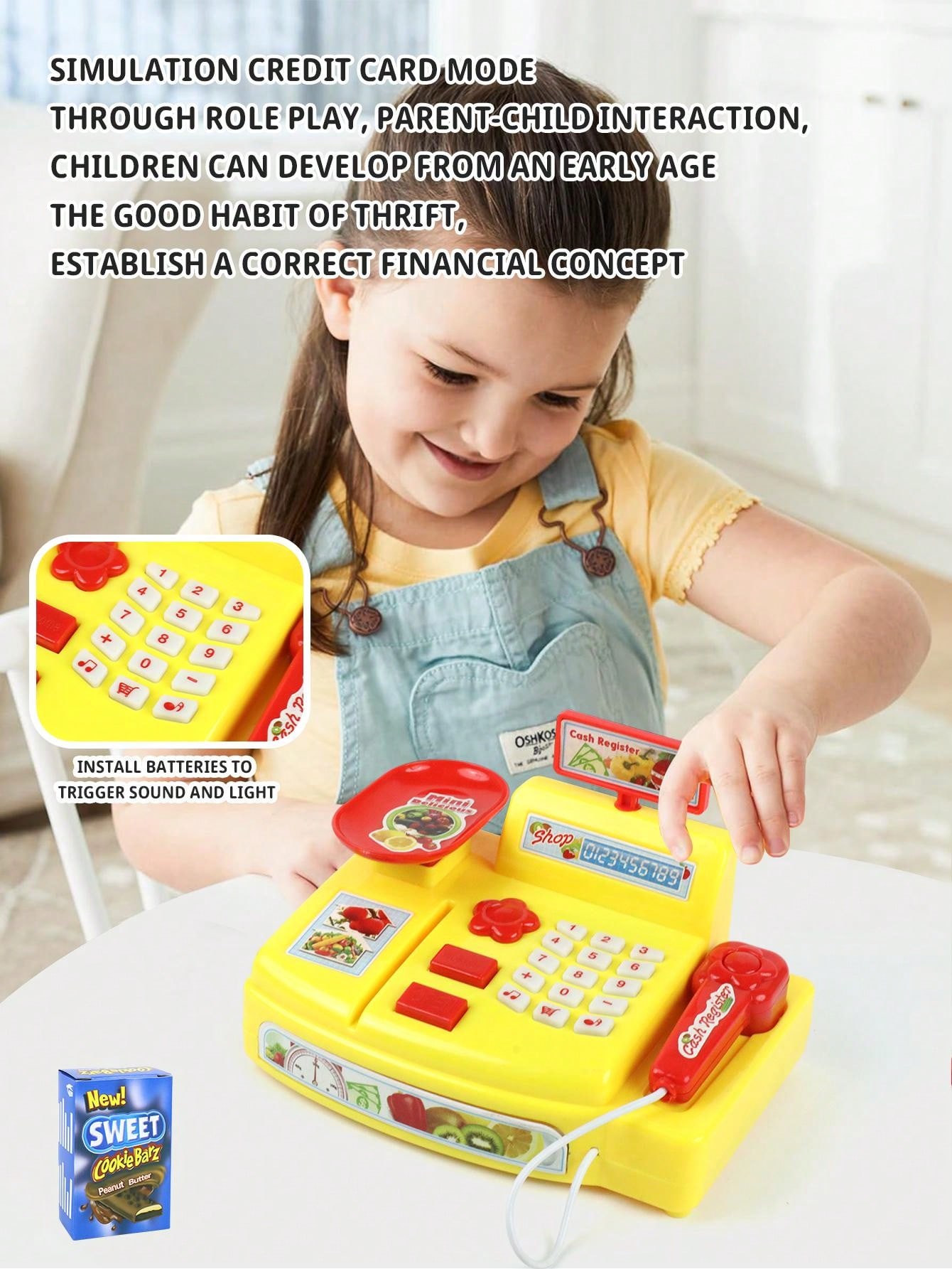 Children's Cash Register Toy Play House Simulation Supermarket Cashier ...