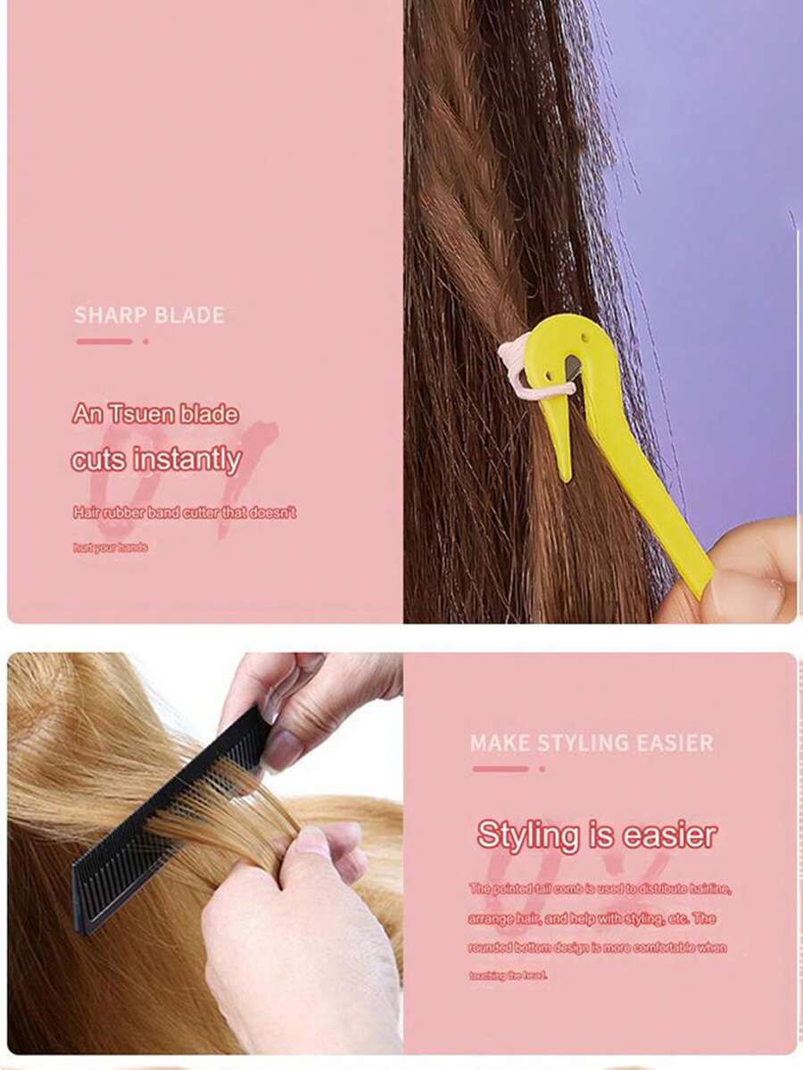 2-In-1 Hairdressing Pointy Tail Comb & Three Rows Teasing Brush ...