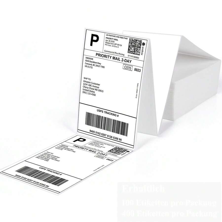 100 Sheets White Sticky Shipping Labels / Postage Parcel Labels ...