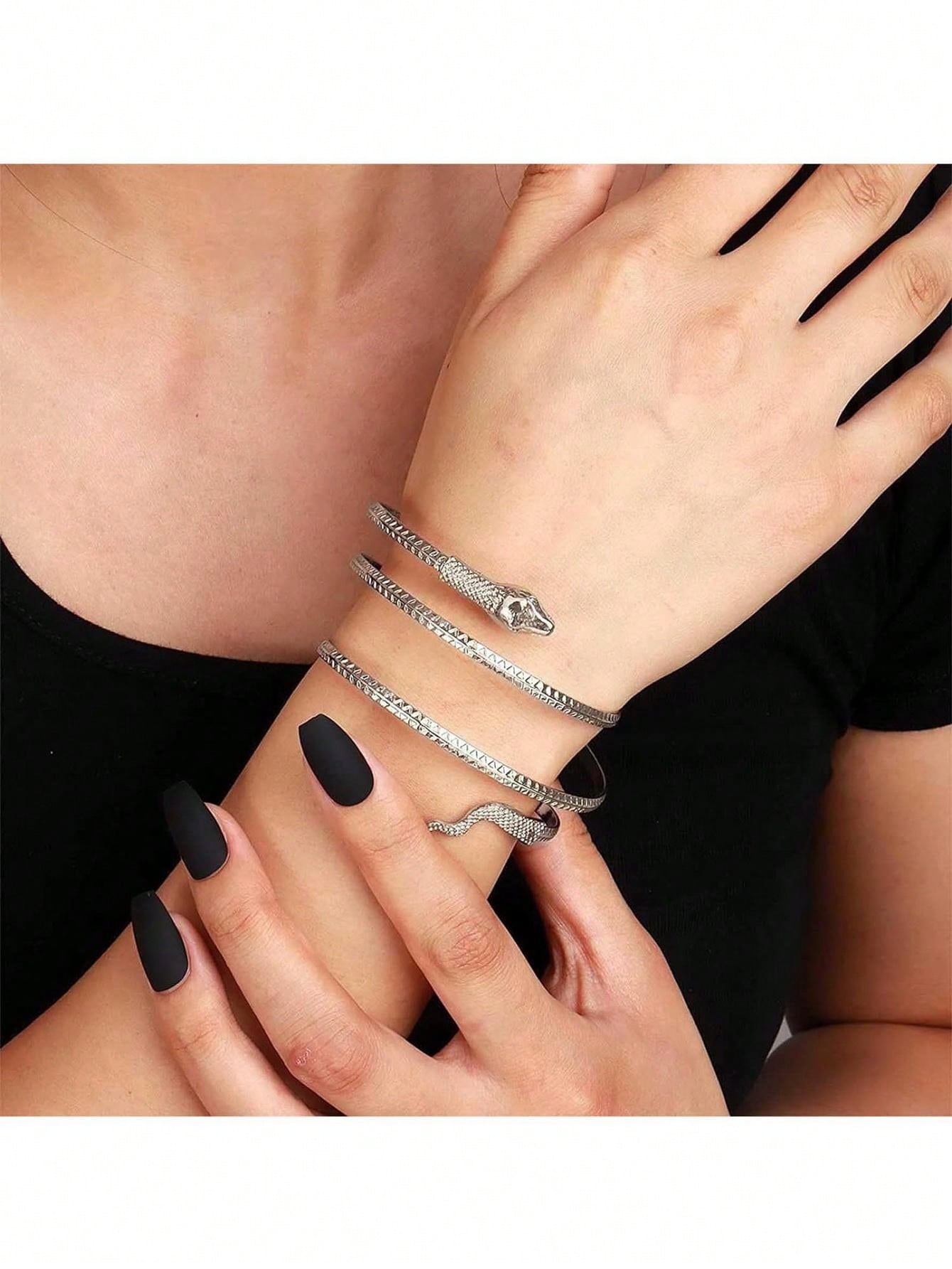 1 Piece Metal Snake Arm Cuffs Swirl Snake Bracelets Gold Adjustable ...