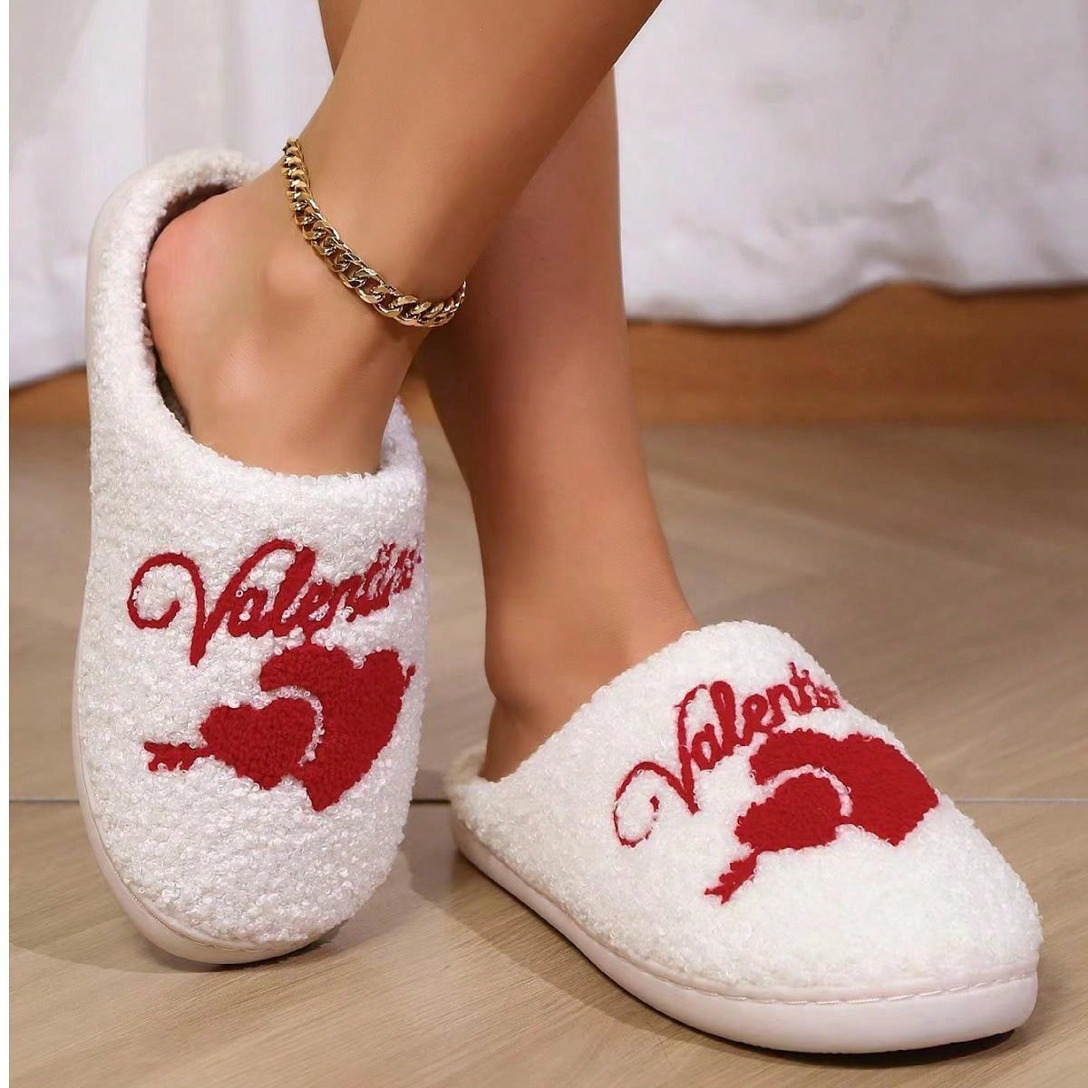 Valentine's Day Themed Women Slippers, Cute Small Hearts Autumn And ...