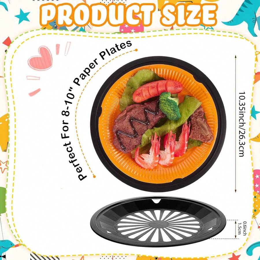 5pcs Reusable Plastic Paper Plate Holders 10 Inch,Round Plastic Paper ...