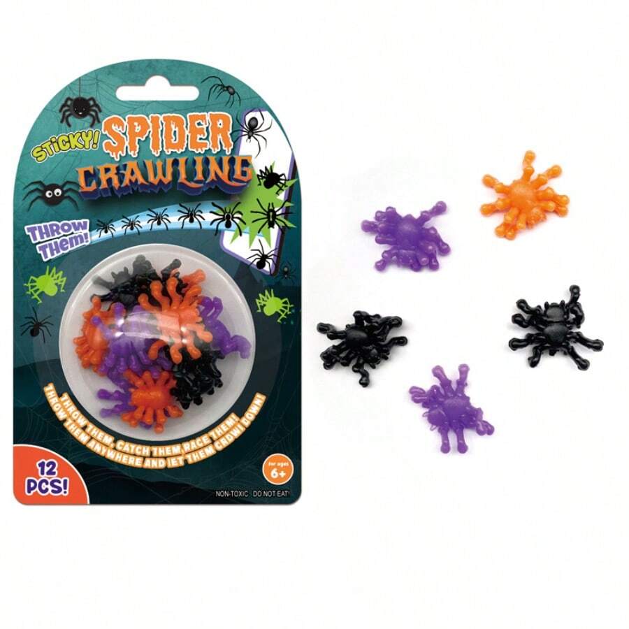 12pcs Spider Wall Climbing Toy, Sticky Spider Toy That Can Flip, Stress ...