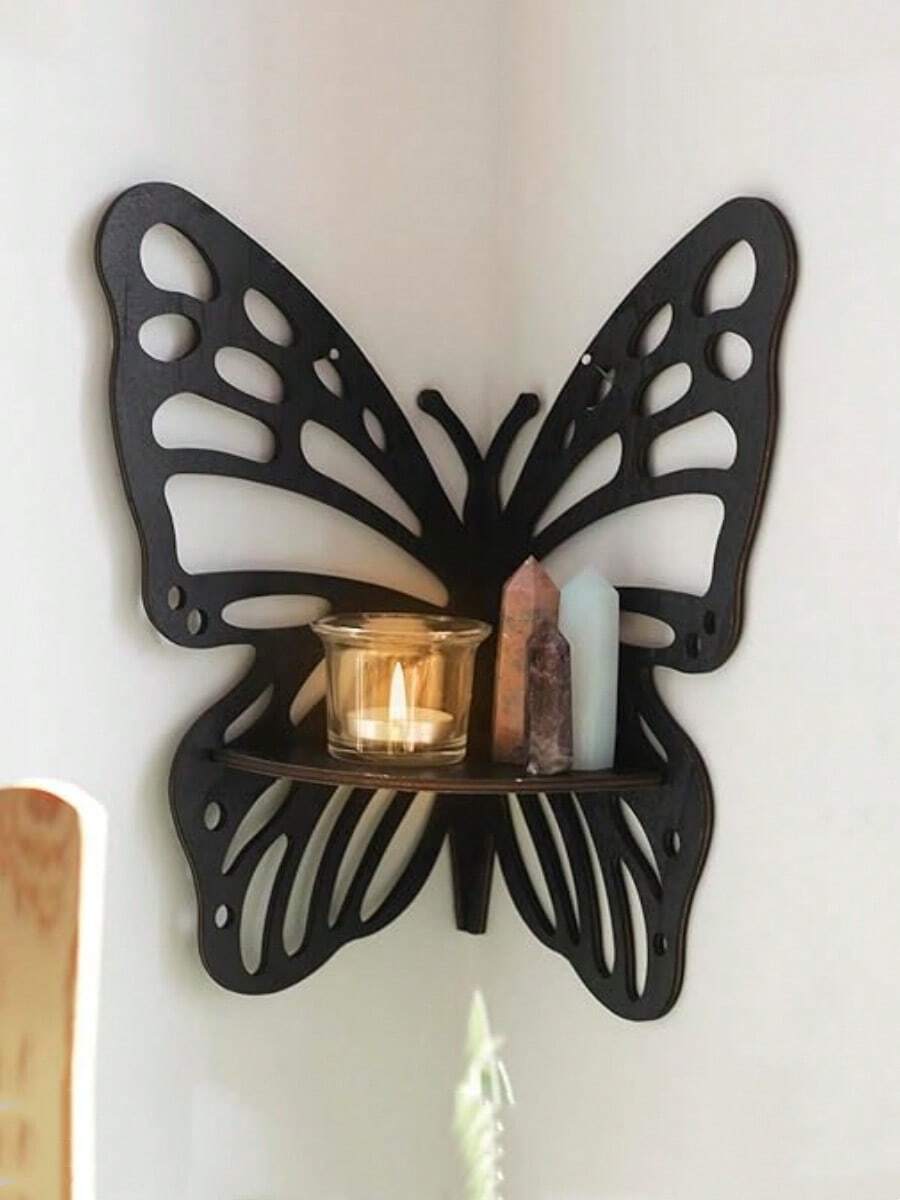 Butterfly Corner Shelf - 2 PCS Wall Corner Shelf Wood Floating Shelves ...
