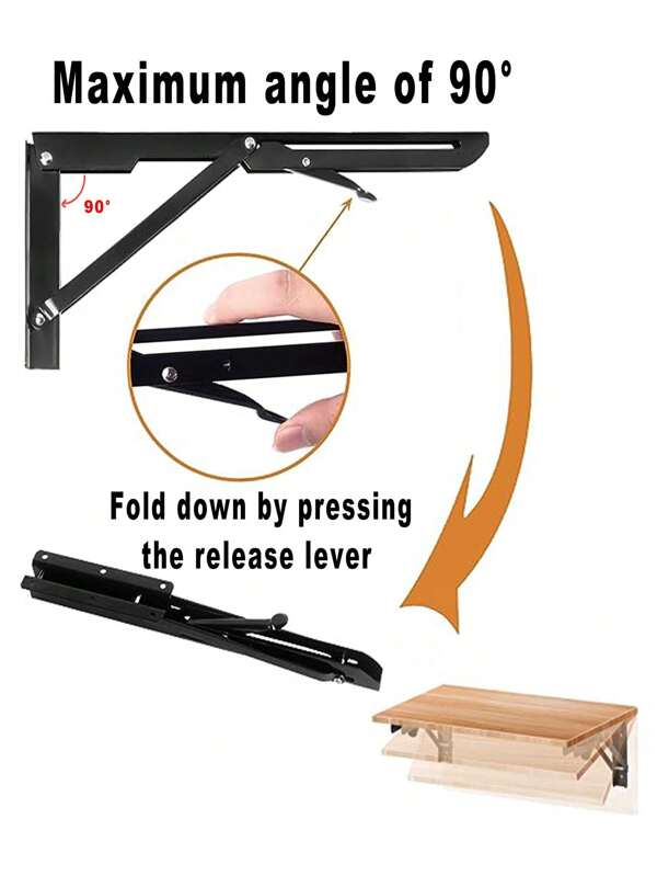 2pcs Folding Shelf Brackets - Folding Tripod Workbench L-Shaped Shelf ...