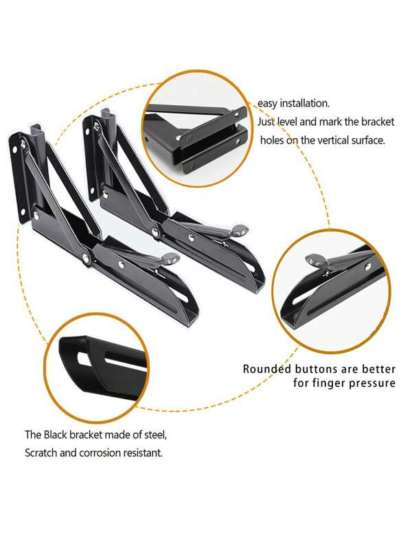 2pcs Folding Shelf Brackets - Folding Tripod Workbench L-Shaped Shelf ...