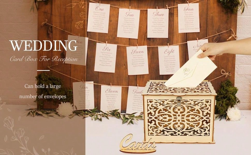 DIY Rustic Wedding Card Box With Lock And Card Sign Wooden Gift Card ...