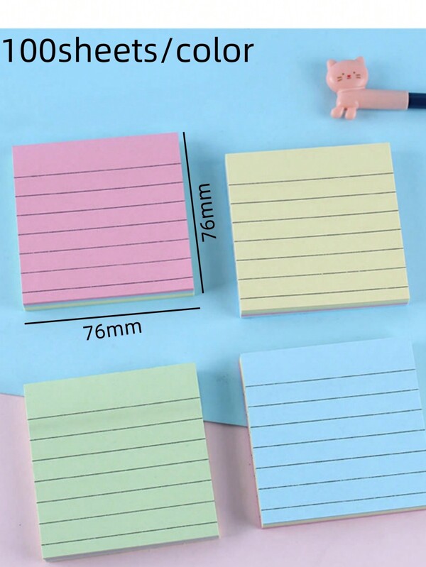 100/400pcs Set Colorful Sticky Notes With Gridlines & Adhesive Backing ...