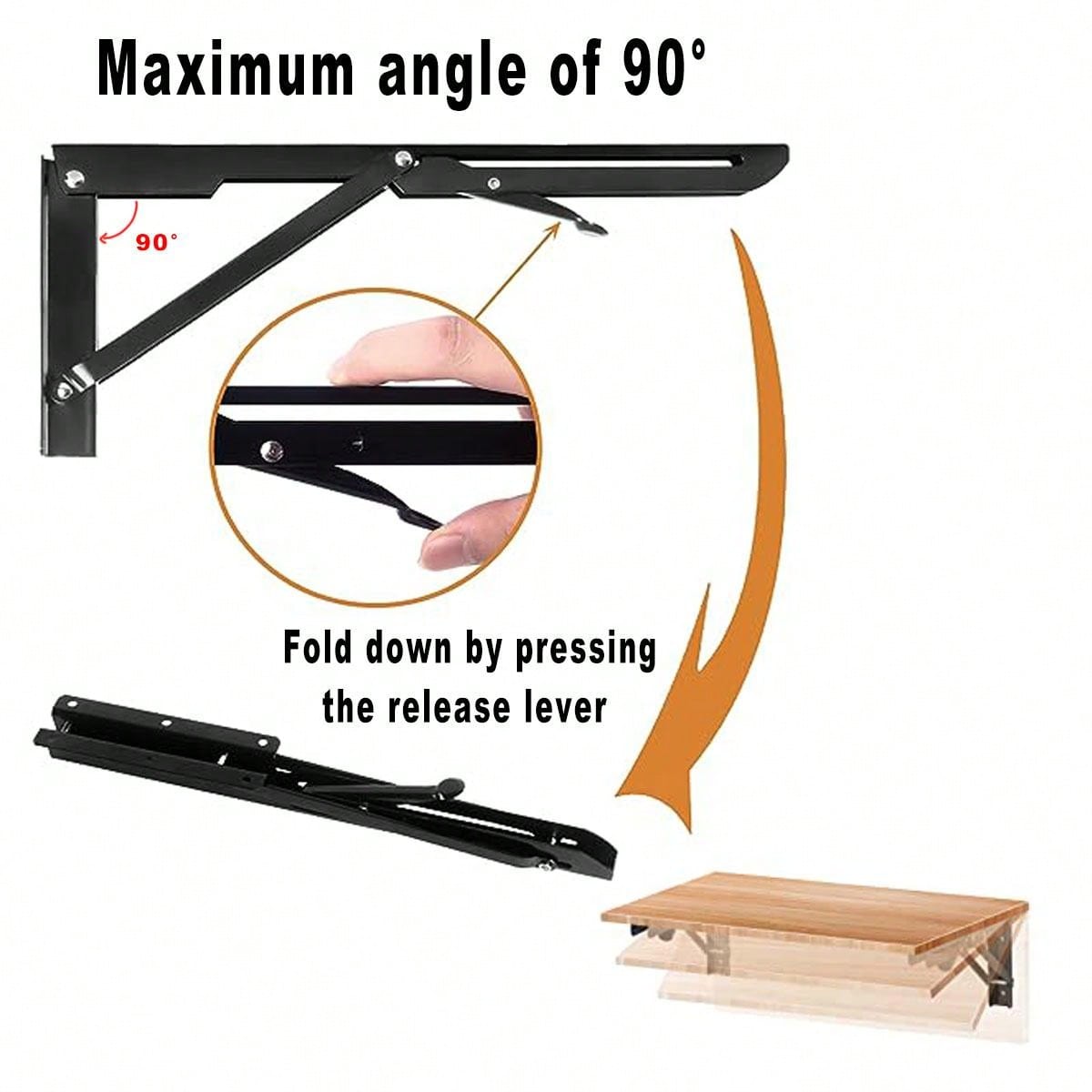 2pcs Folding Shelf Brackets - Folding Tripod Workbench L-Shaped Shelf ...