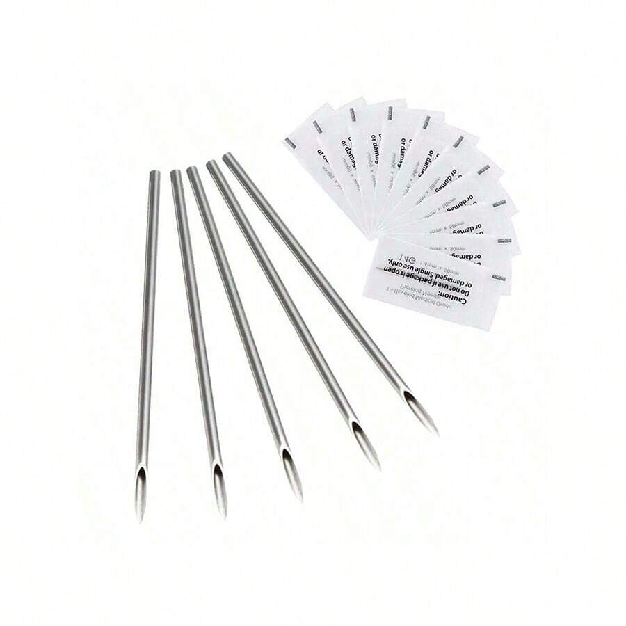 20pcs Disposable Stainless Steel Tattoo Needles, Piercing Needle Heads ...