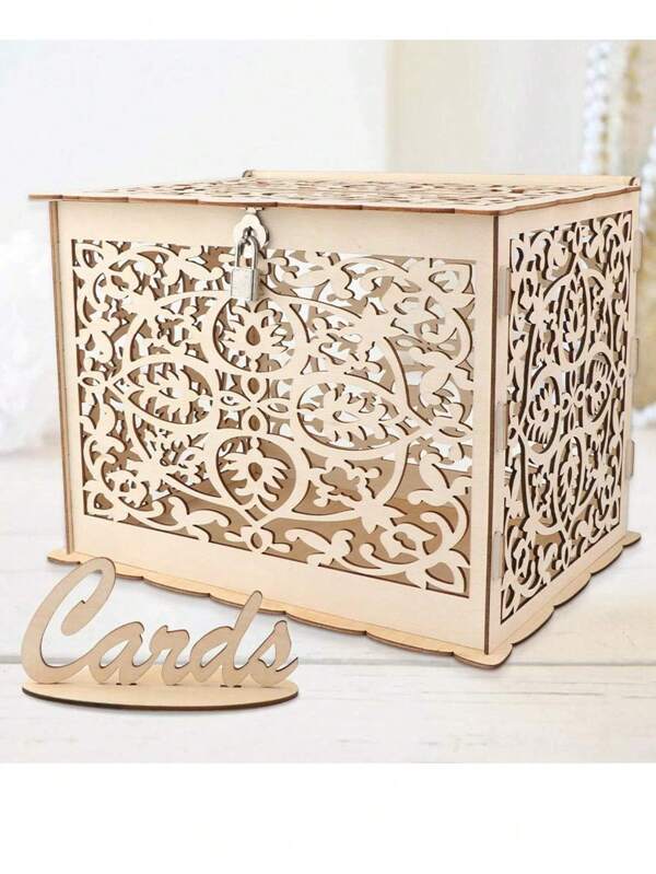 DIY Rustic Wedding Card Box With Lock And Card Sign Wooden Gift Card ...