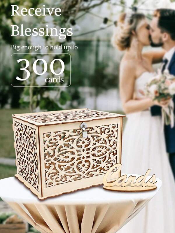 DIY Rustic Wedding Card Box With Lock And Card Sign Wooden Gift Card ...
