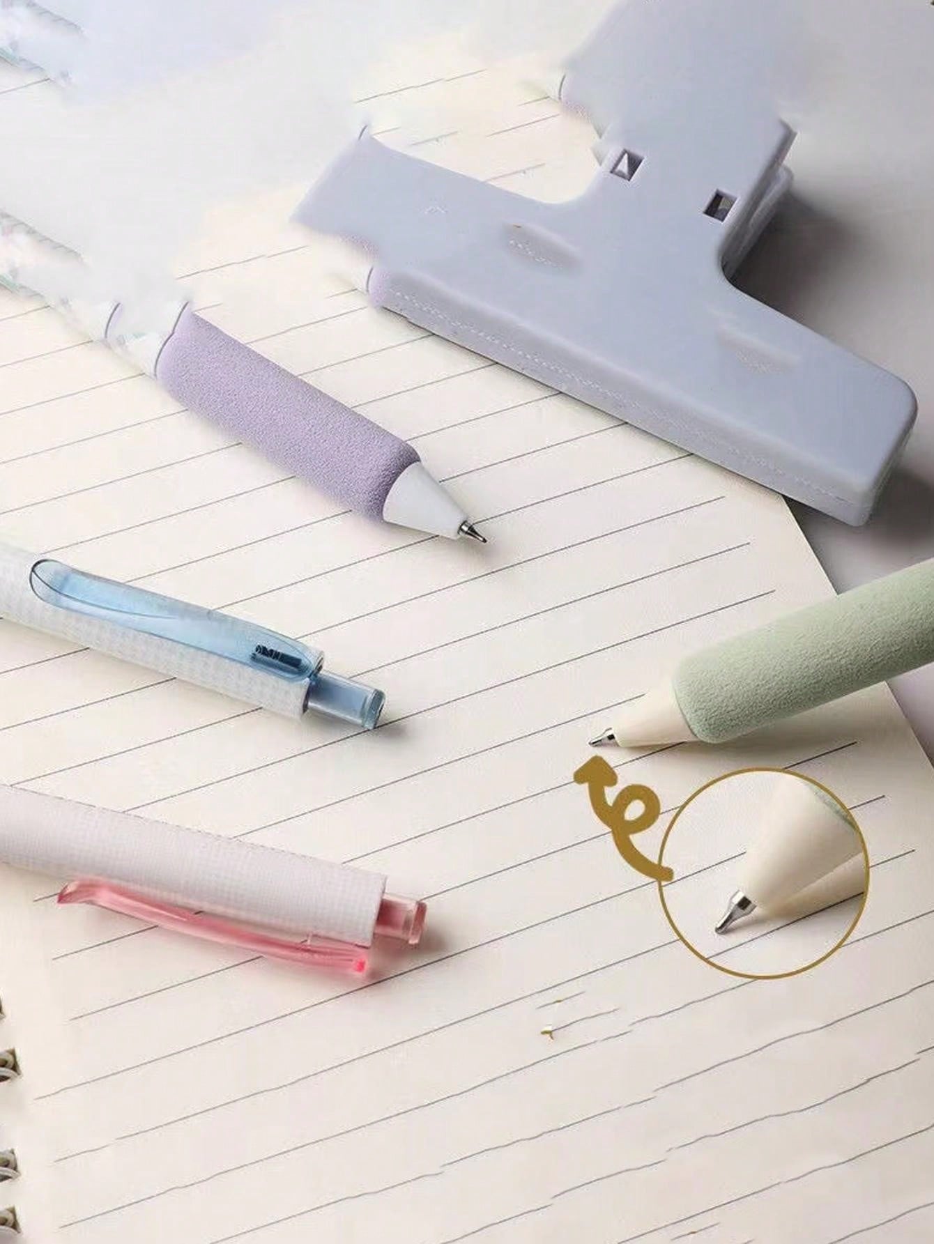 5pcs/Set Vintage Plaid Pattern Neutral Pens With Soft Grip And Push ...