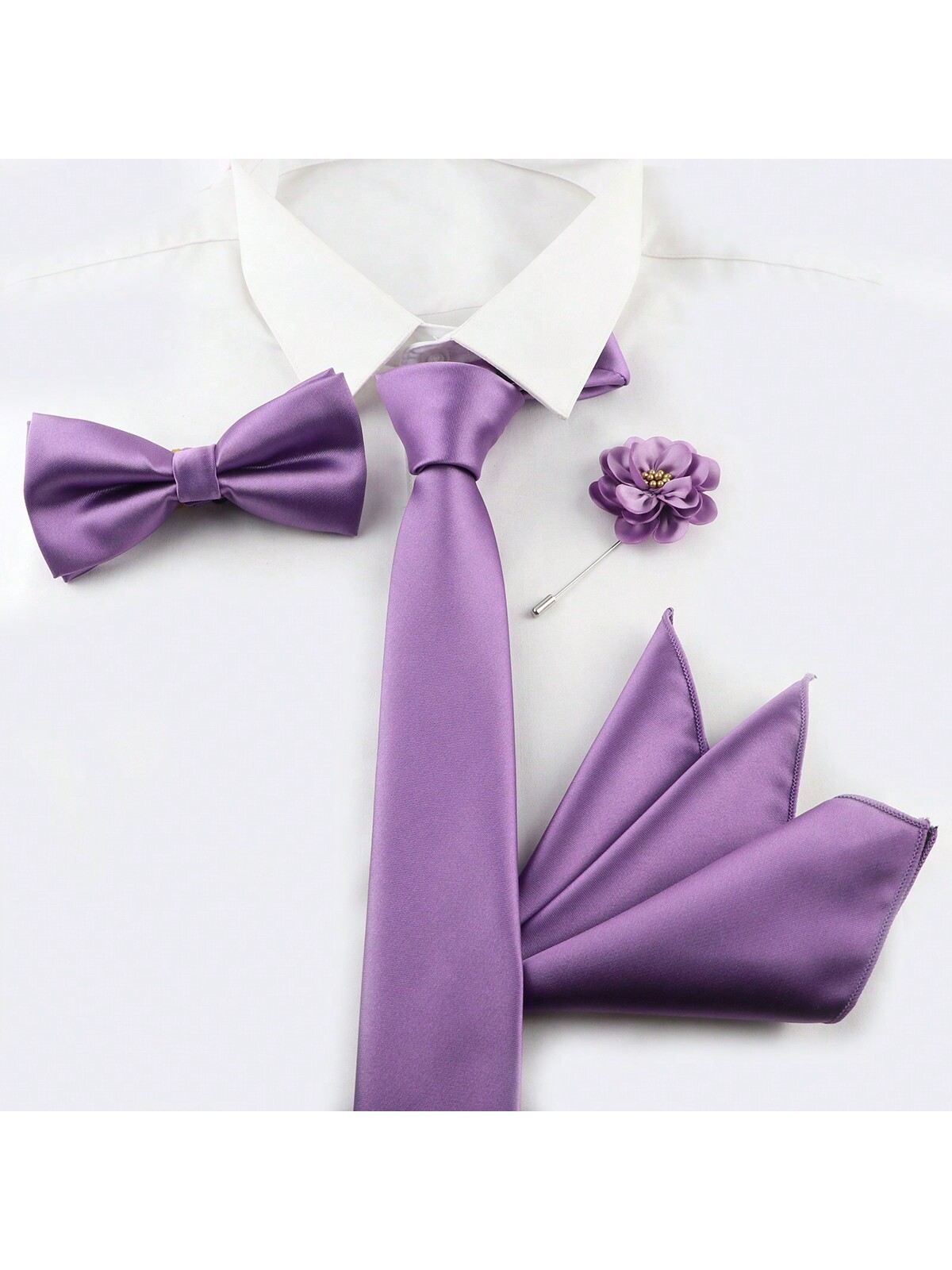 4 Piezas/set Conjunto De Corbata De Alta Densidad, Corbatín, Pañuelo De ...