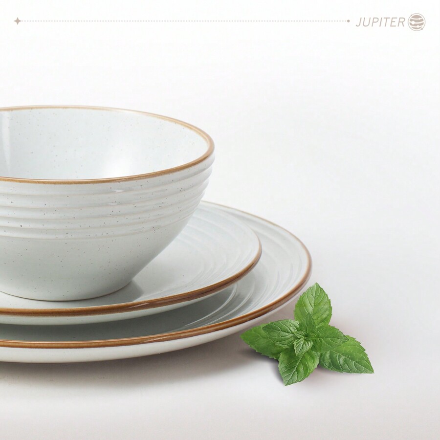 Famiware Jupiter 12-Piece Dinnerware Set, Plates And Bowls, Suitable ...