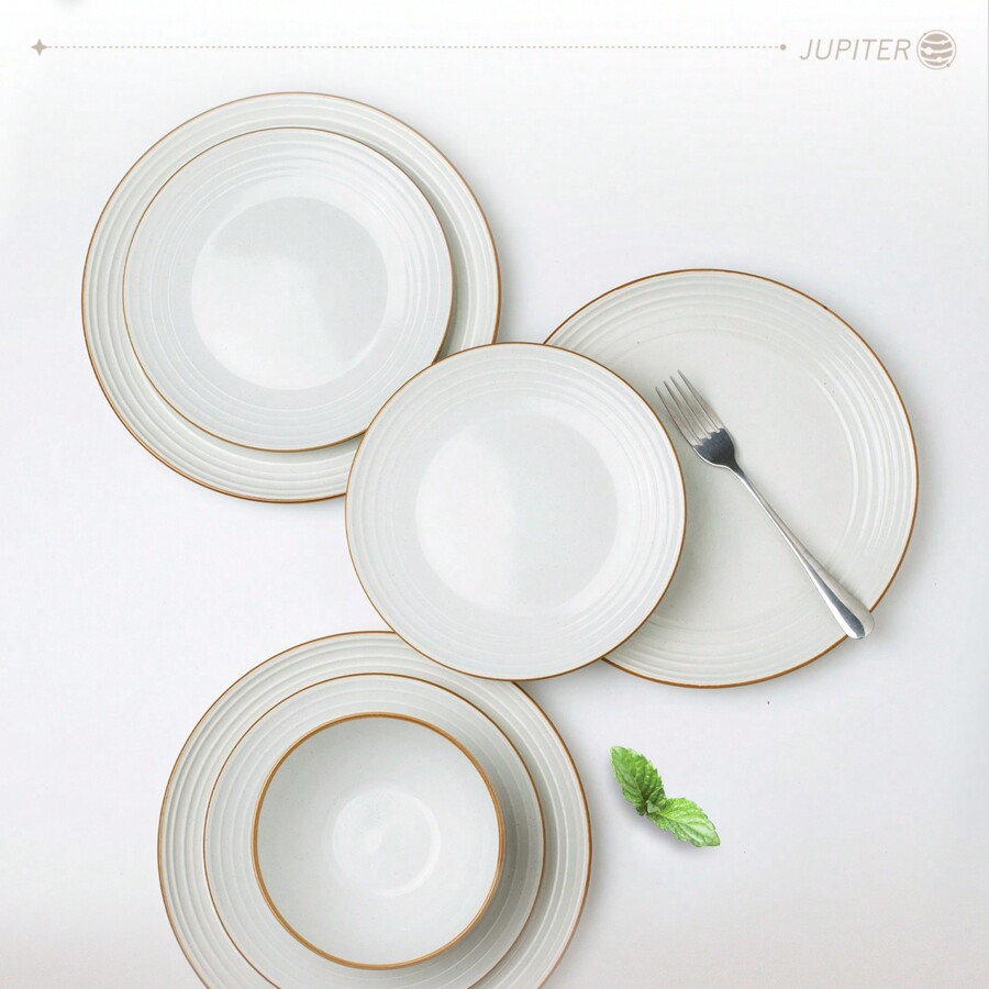 Famiware Jupiter 12-Piece Dinnerware Set, Plates And Bowls, Suitable ...