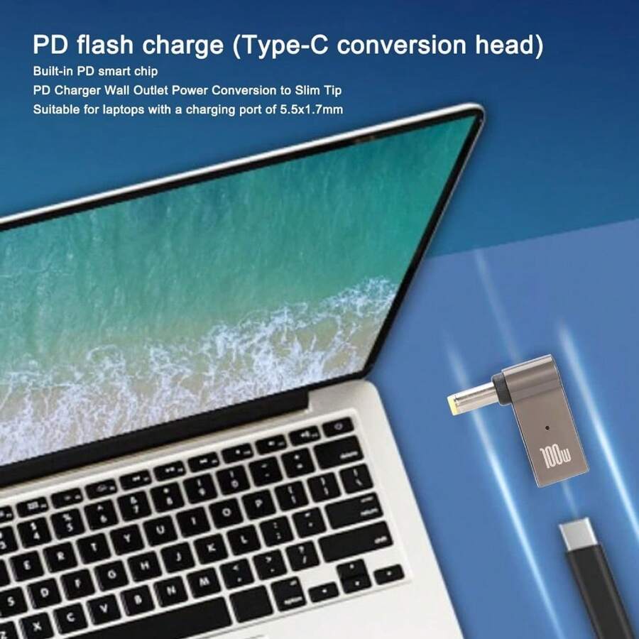 USB C To DC 20V 5.5x1.7mm Adapter, USB C Female To DC Laptop Charging ...