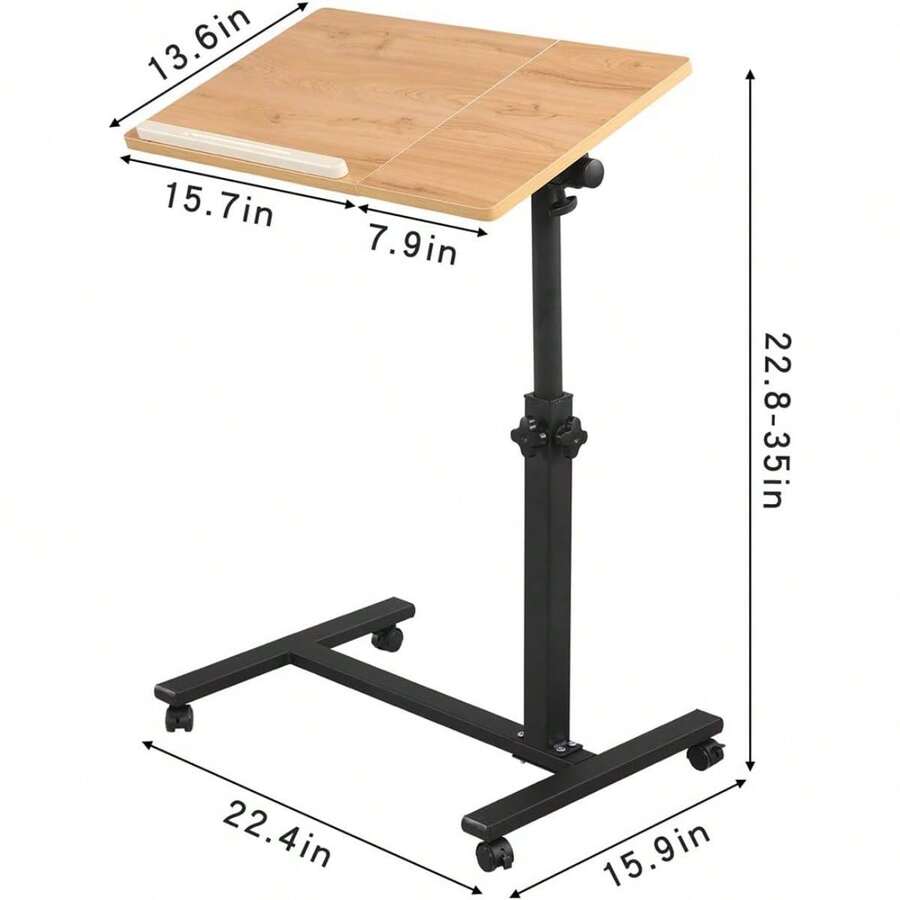 Adjustable Side Table, Rolling Laptop Desk For Rolling Cart Tilting ...