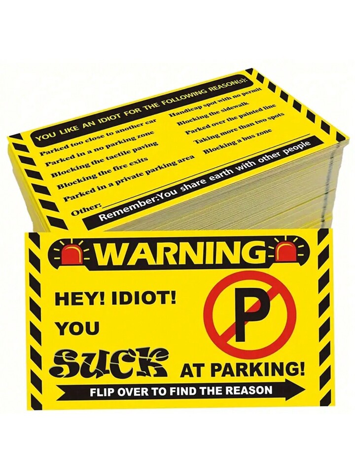 100pcs Writable Bad Parking Note, No Entry Area Violation Warning ...