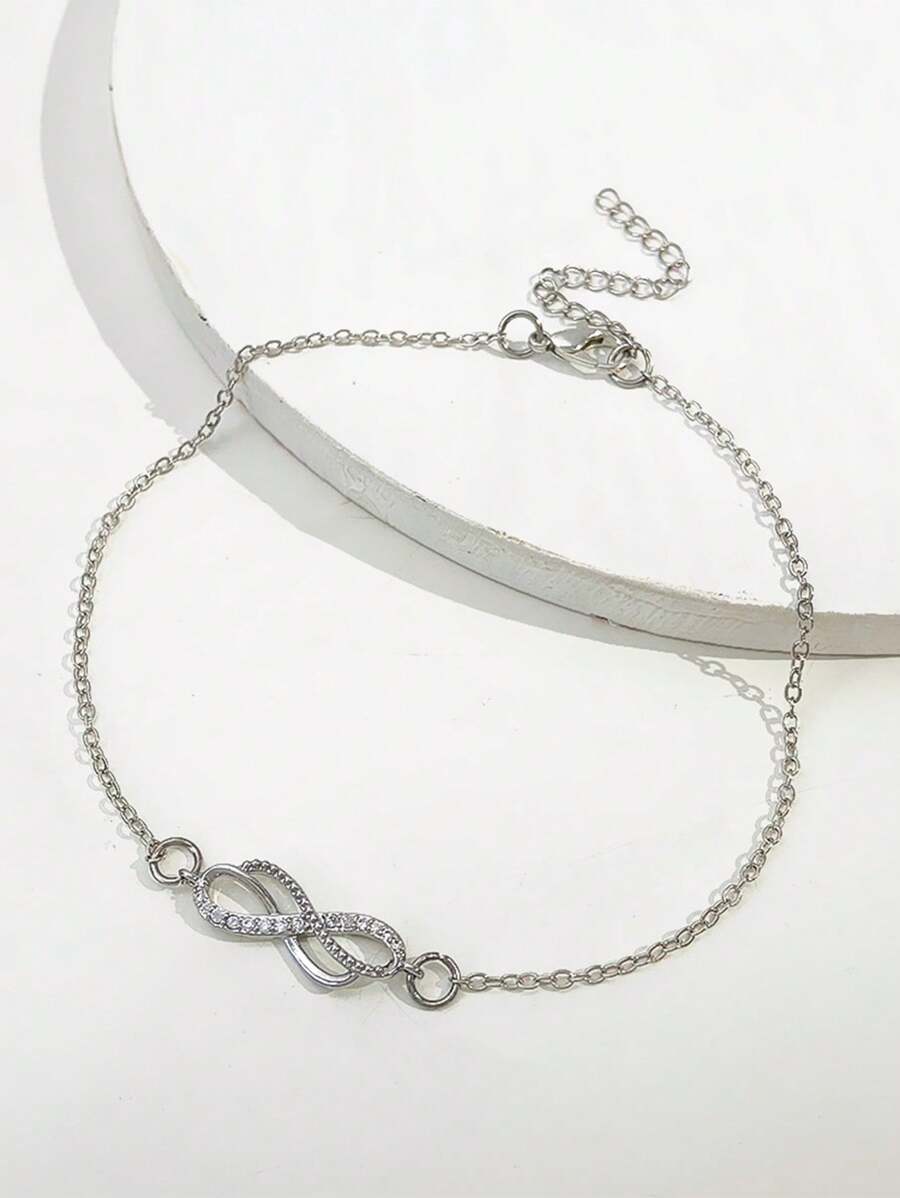 1pc Rhinestone-embedded Infinity Shaped Anklet | SHEIN USA